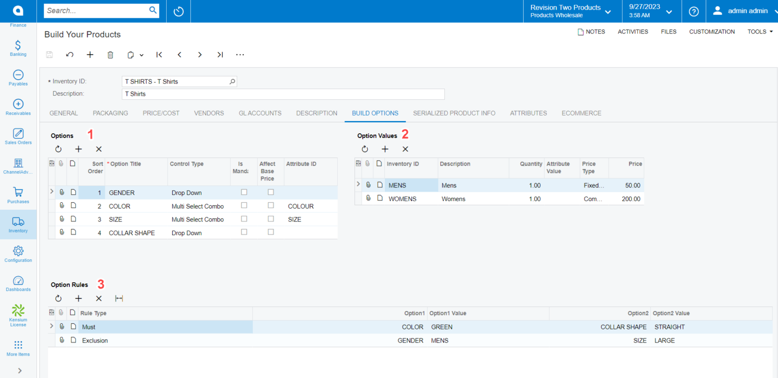 Managing Build Options Kensium Products Documentation