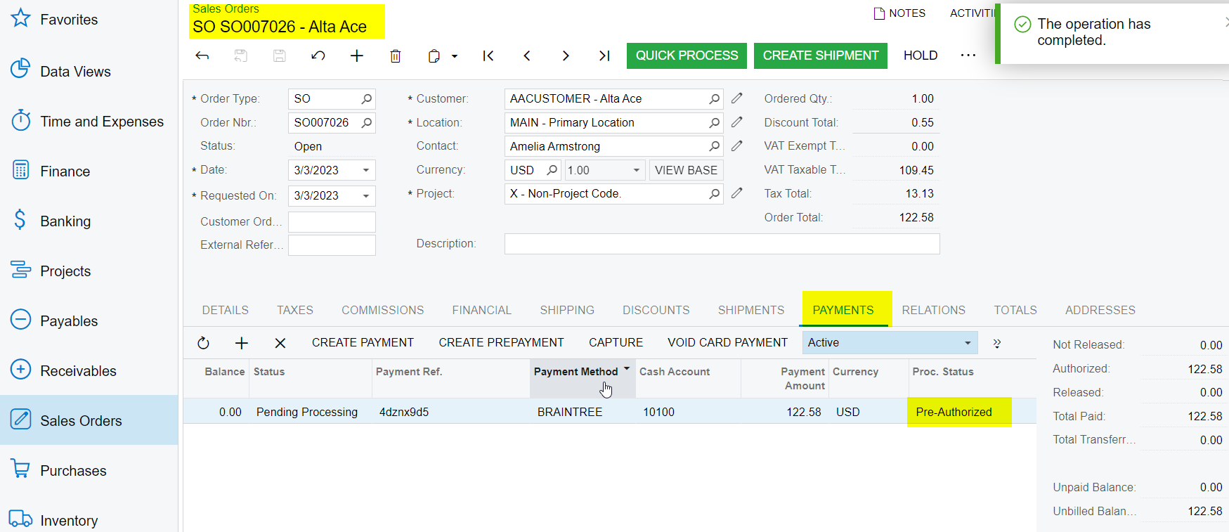 Authorize CC Payment Action at Invoices Screen | Kensium Products ...