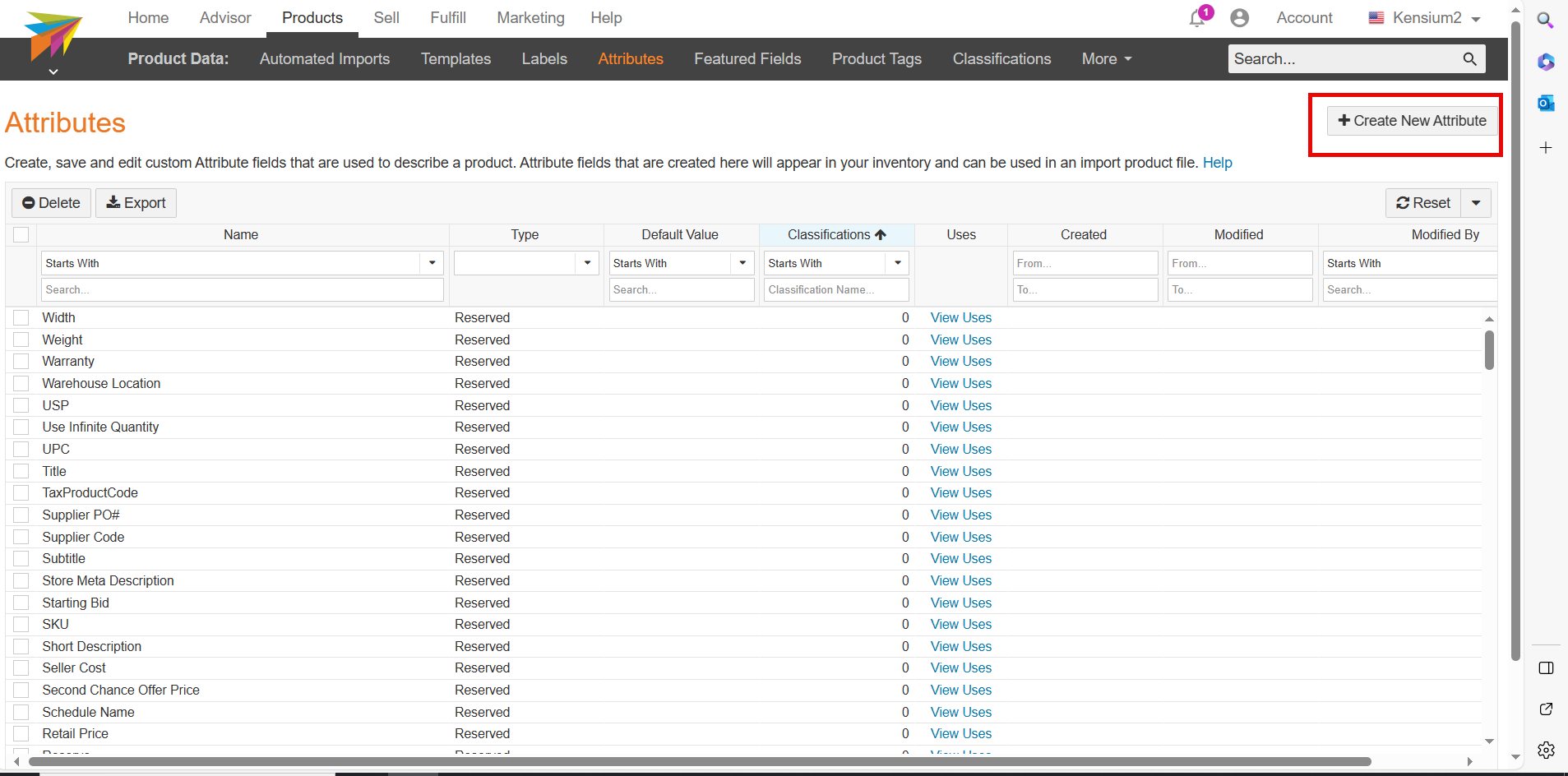 Attributes Mapping | Kensium Products Documentation