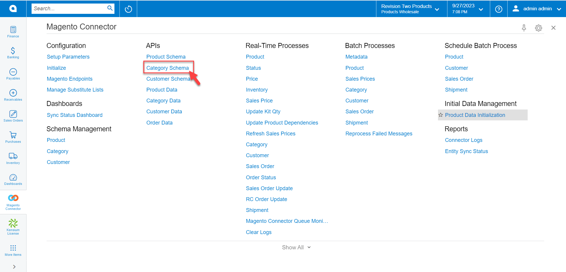 Managing Category Schema | Kensium Products Documentation