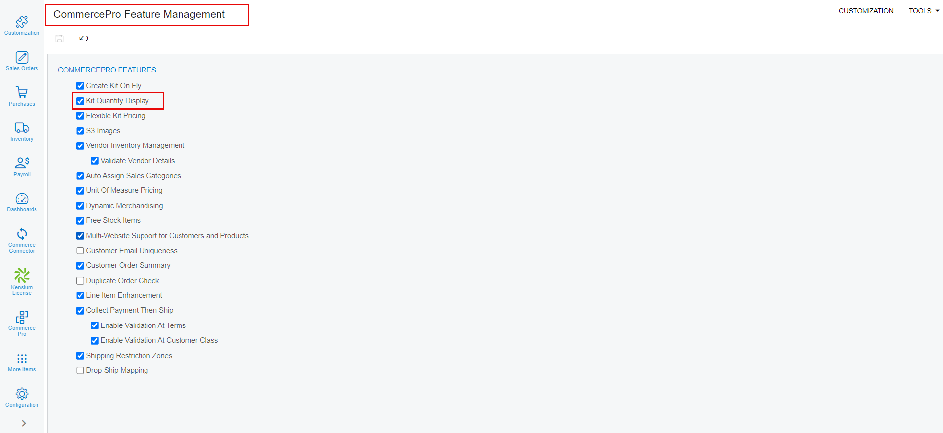 Kit Quantity Display | Kensium Products Documentation