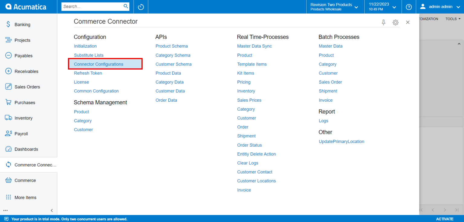 Managing Connector Configuration | Kensium Products Documentation