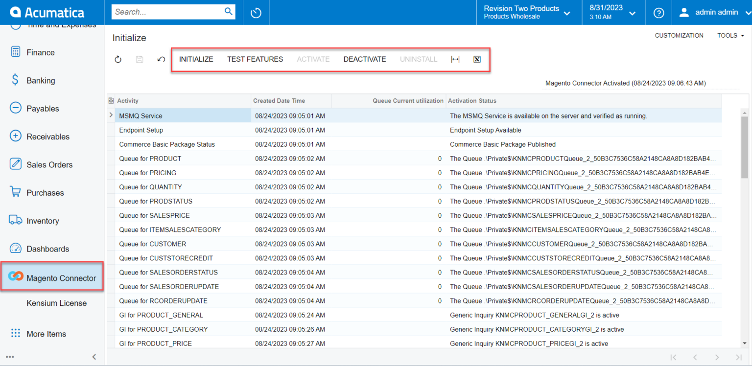 Initializing the Connector | Kensium Products Documentation