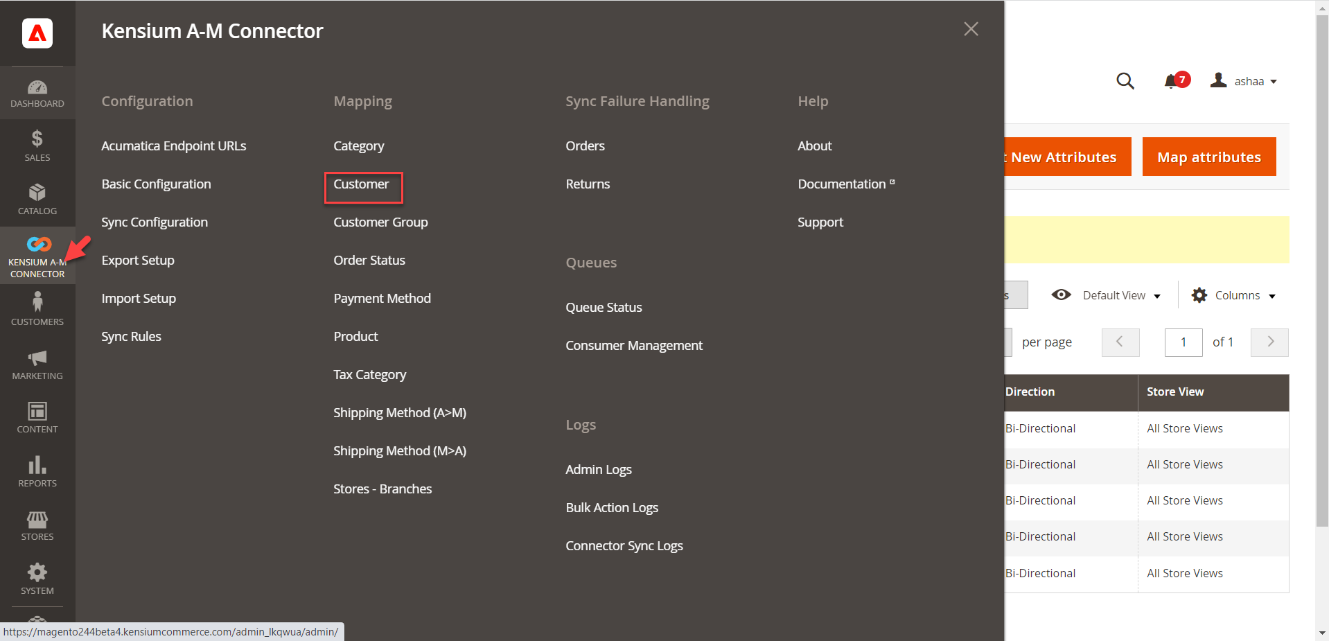 Customer Mapping | Kensium Products Documentation