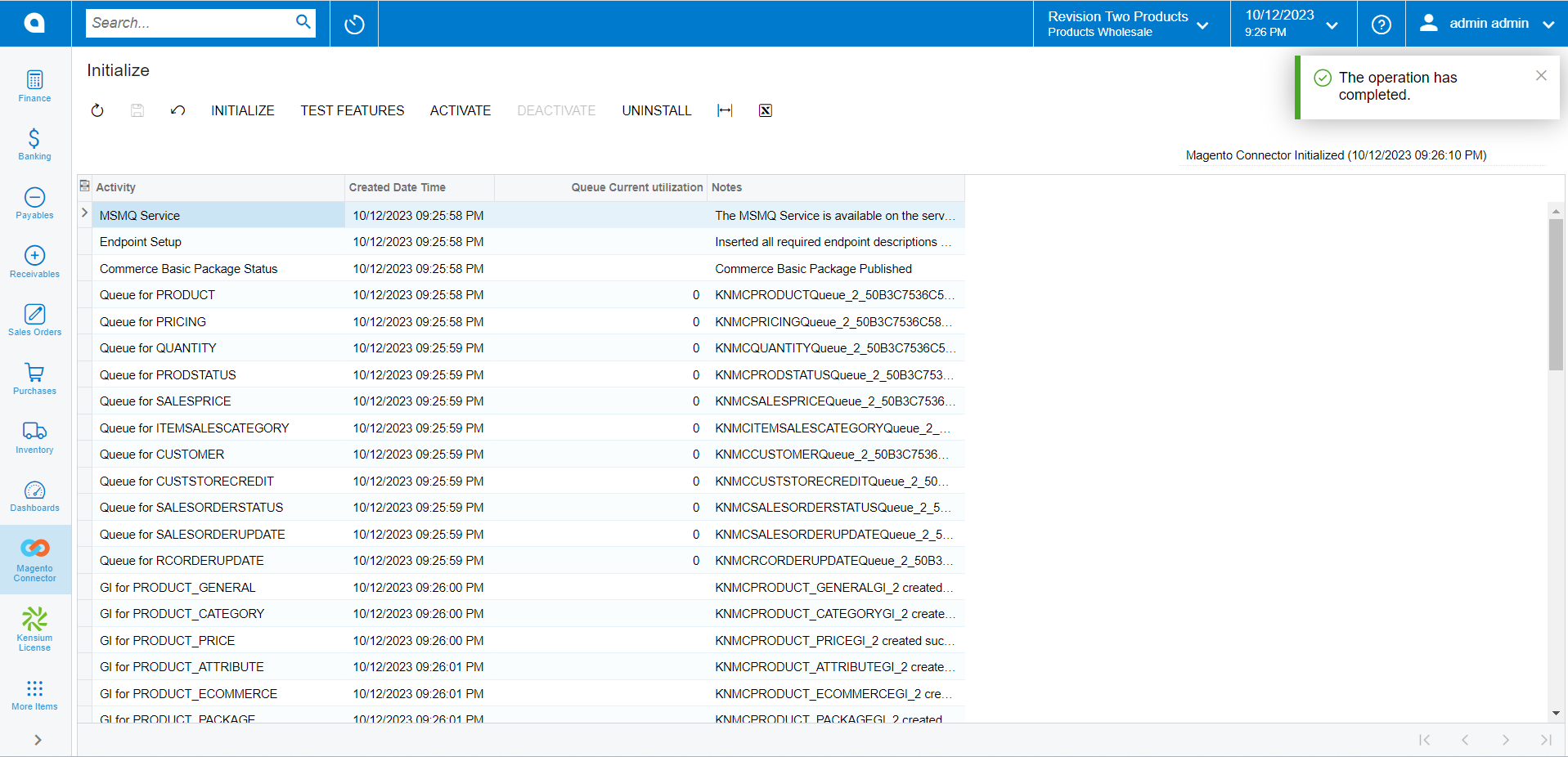 Initialization under Configuration | Kensium Products Documentation