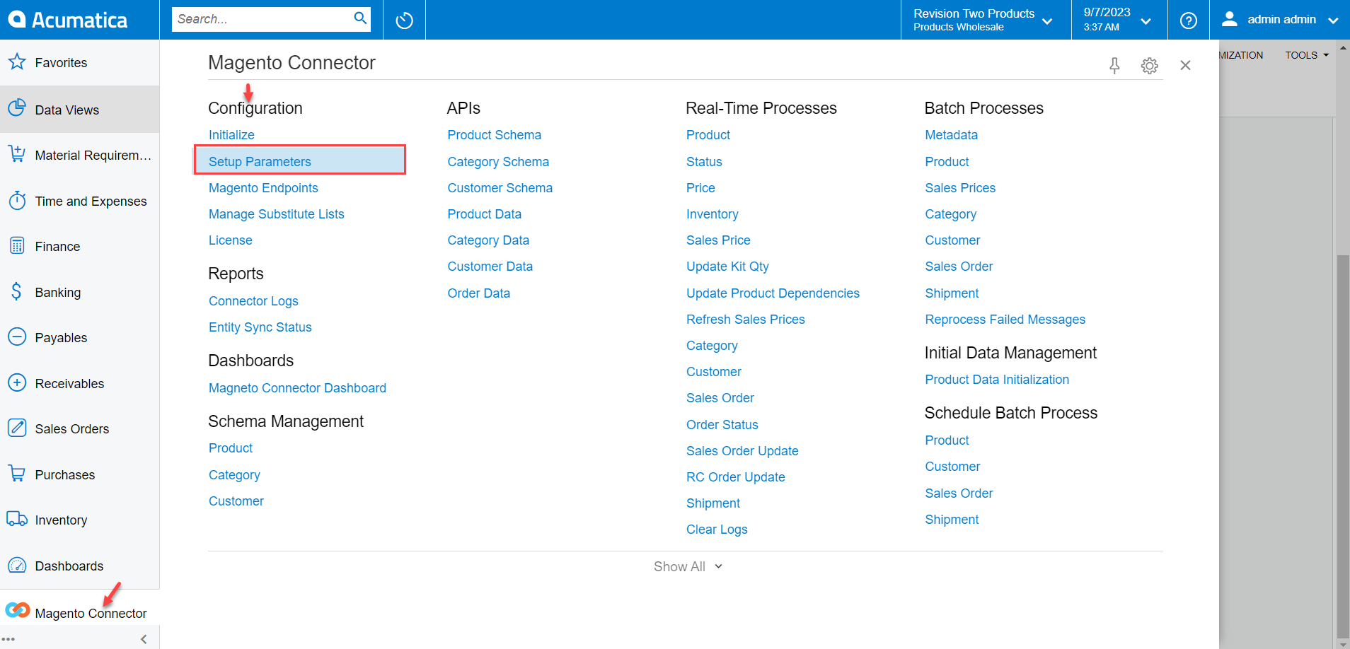 Setting up Parameters in Acumatica | Kensium Products Documentation