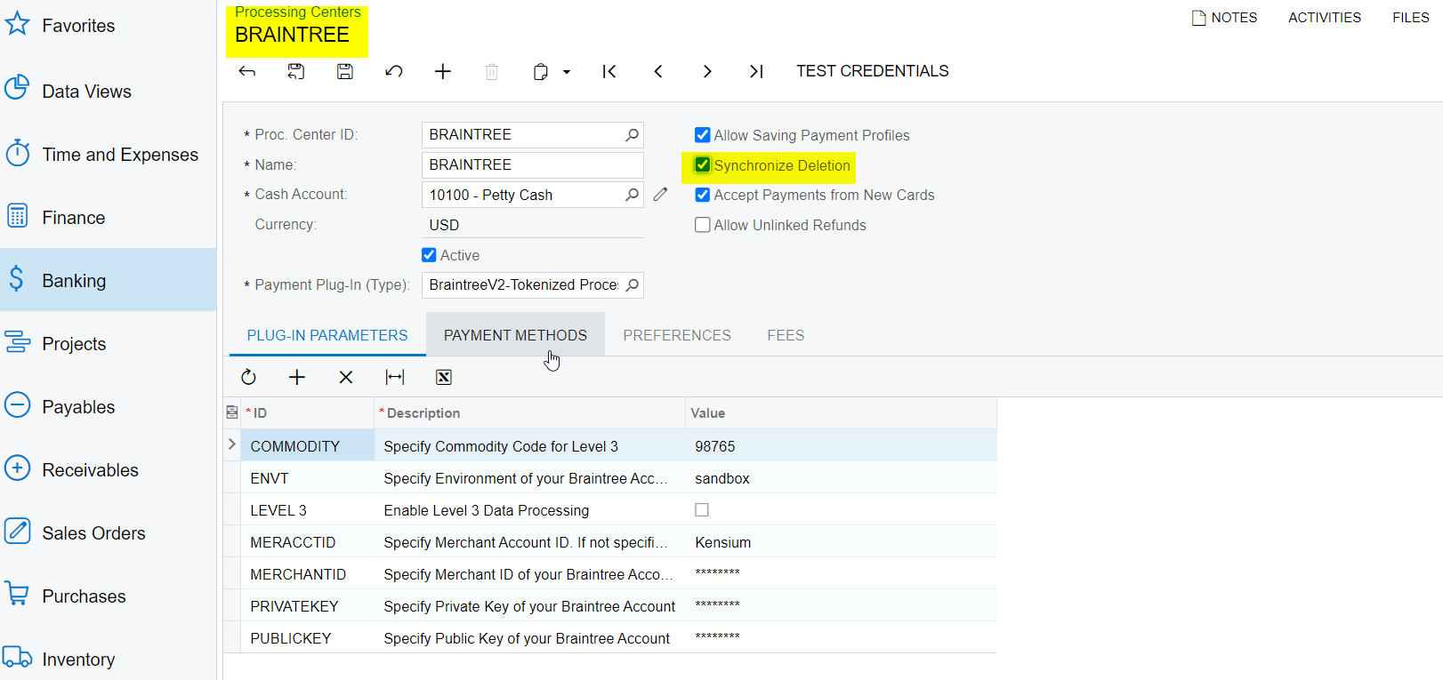 Synchronize the Deletion checkbox at the Processing center screen ...