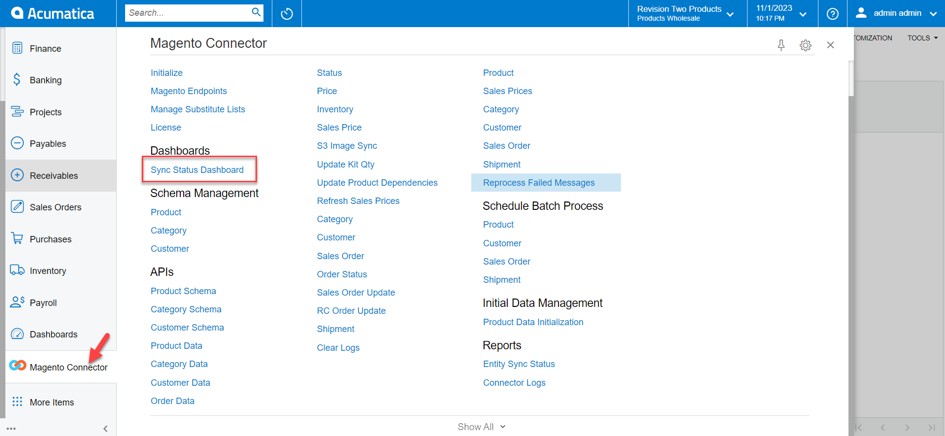 Sync Status Dashboard In Acumatica Kensium Products Documentation