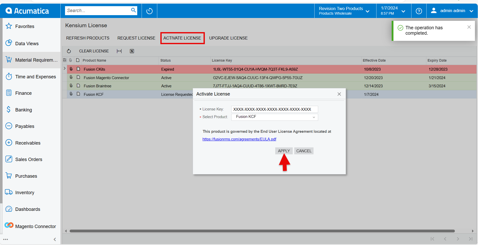 Activate License | Kensium Products Documentation