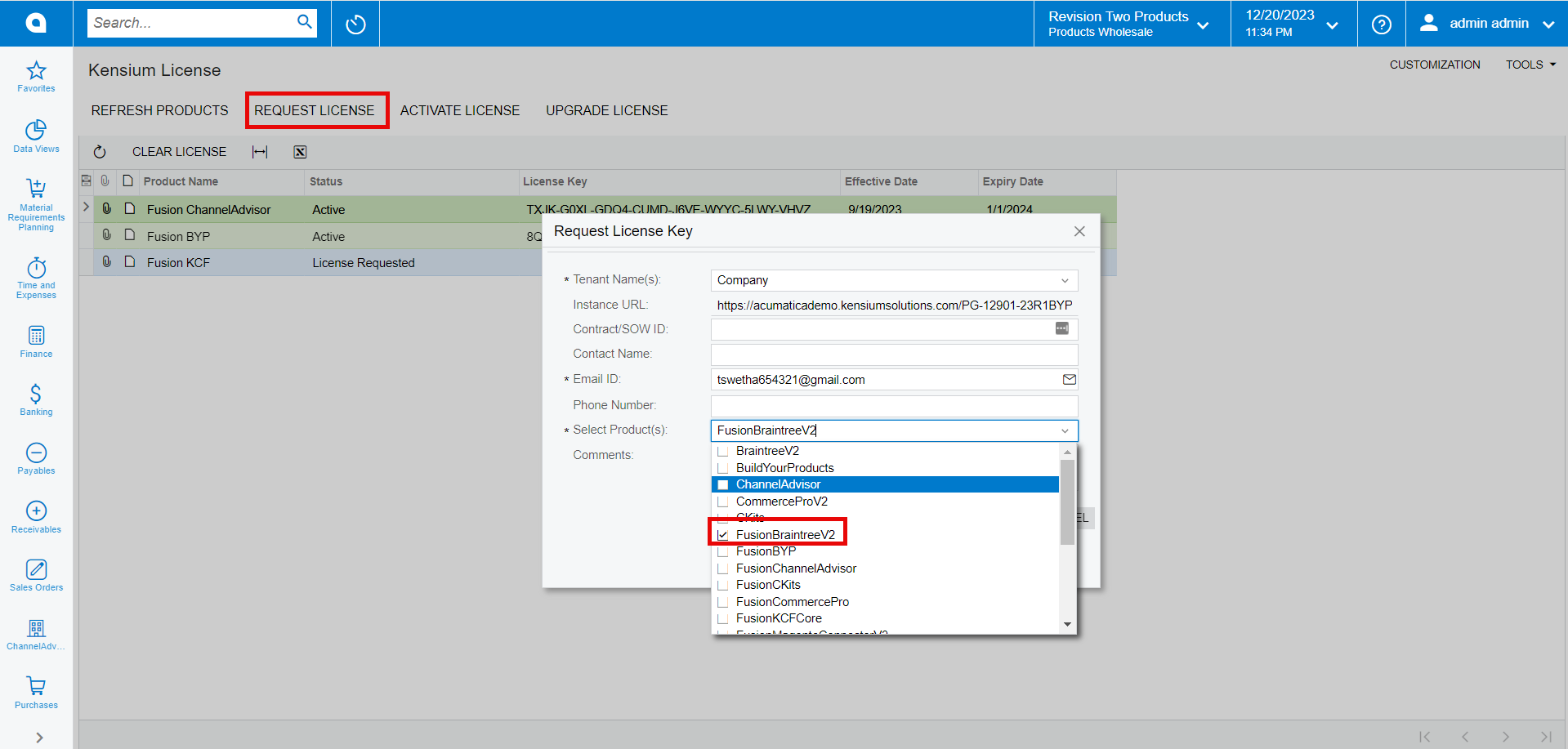 Request License | Kensium Products Documentation