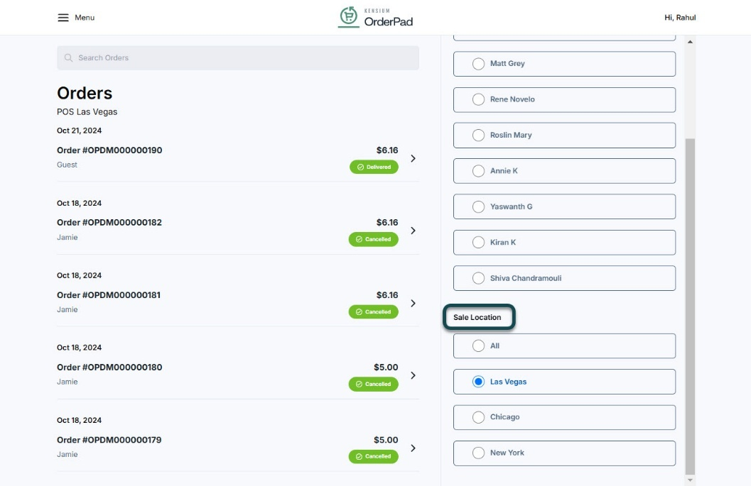 Orders | Kensium Products Documentation